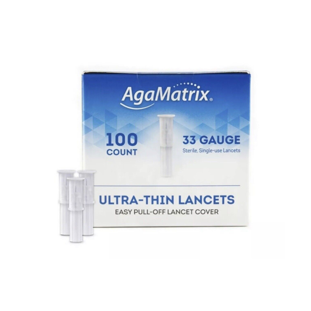 AgaMatrix Ultra-Thin Lancets, 33G (0.20 mm), 33 Gauge, Universal (Comp ...