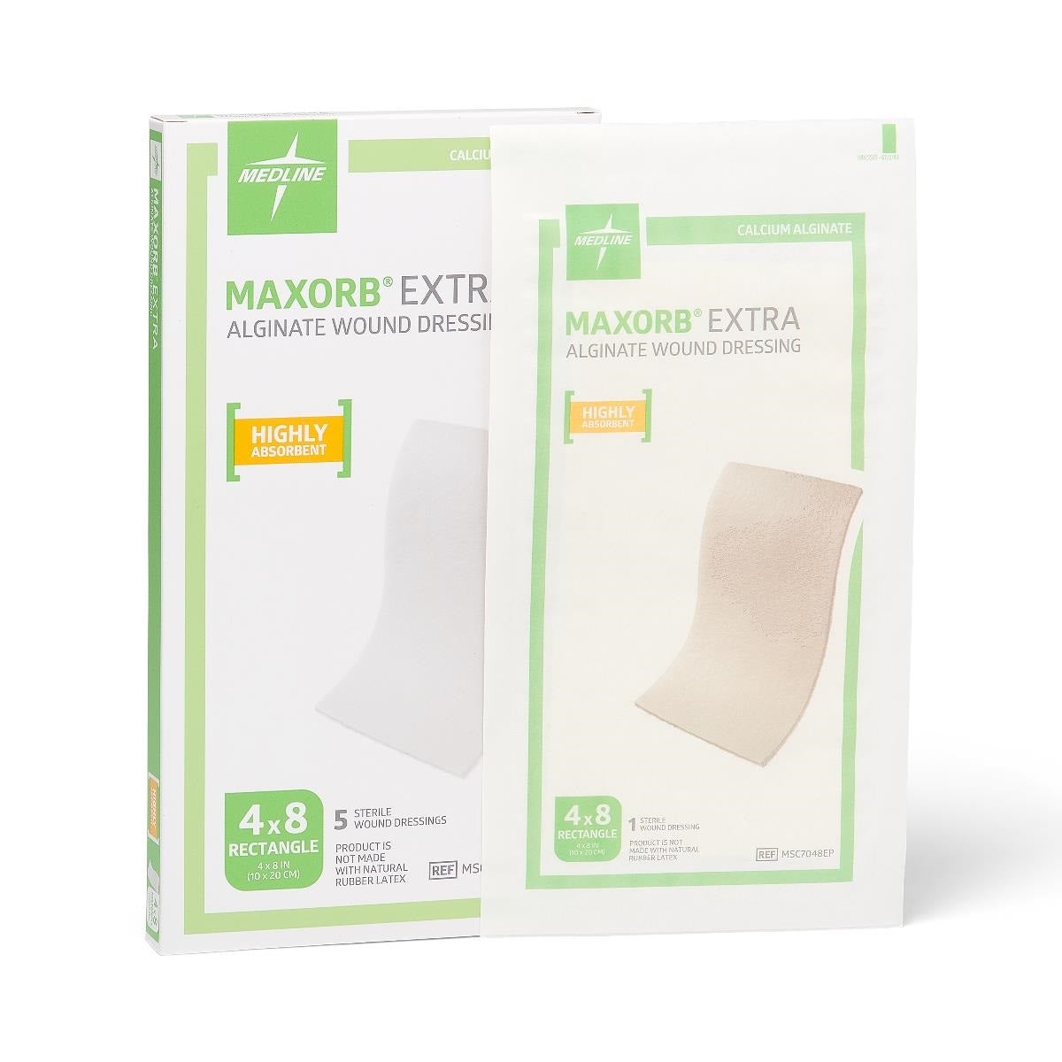 Medline Maxorb Extra Calcium Alginate Dressing, 4" x 8", Highly Absorb ...